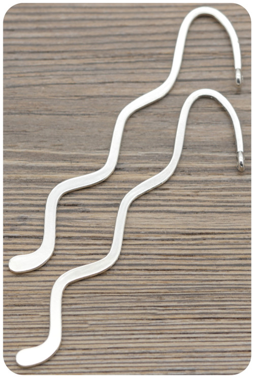 2pc 86x24mm Wavy Bookmark Findings, Antique Silver - Bead Box Bargains