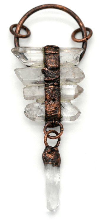 Approx. 90x33mm Quartz Crystal Multi Rough Point Pendant, Antique ...