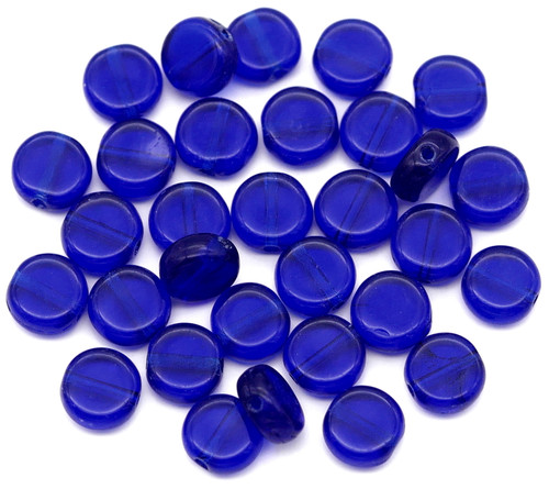 5-Grams (Approx. 30pc) 6mm Czech Pressed Glass Round Coin Bead, Cobalt ...