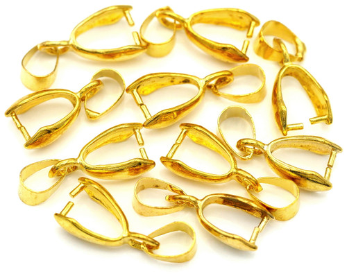 10pc 18x8mm Brass Ice Pick Pinch Bails w/Attached Loop, Gold - Bead Box ...