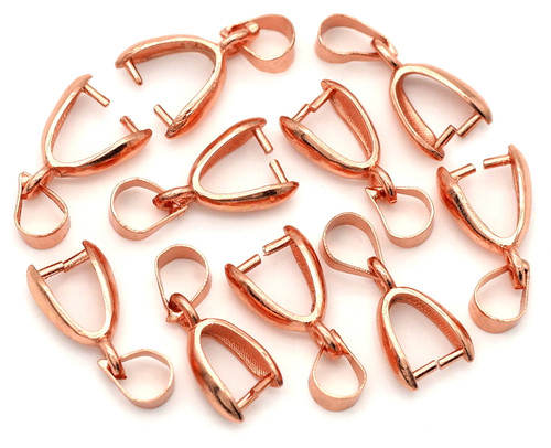 10pc 12x7x4mm Brass Pinch Bails w/Attached Loop, Rose Gold - Bead Box ...