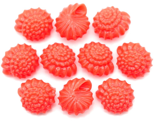 10pc 12x11mm Synthetic Coral (Man-Made) Shell Beads in Vivid Coral Pink ...