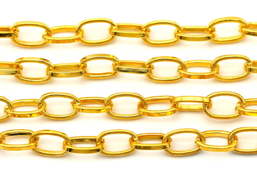1 Meter 6.5x4mm Oval Rolo Jewelry Chain, Gold - Bead Box Bargains