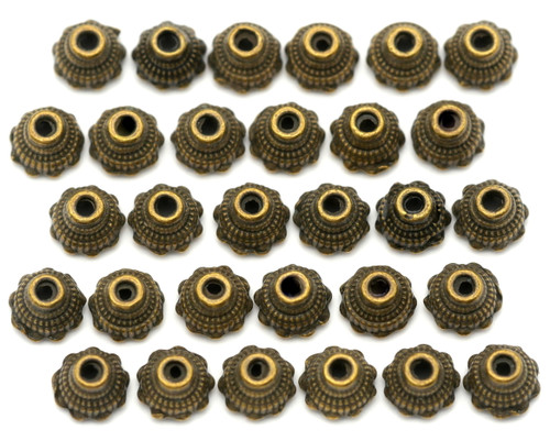 30pc 6.5x4.5mm Ornate Mini Cone Bead Caps, Antique Bronze - Bead Box ...