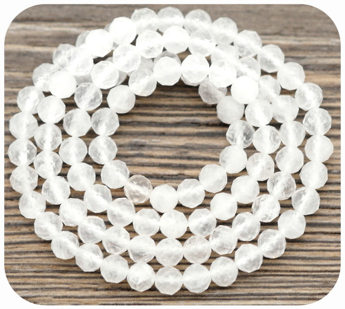 Approx. 15.5" Strand 4mm Quartz Crystal Micro-Faceted Round Beads ...