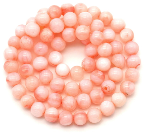 Approx. 15" Strand 6mm Freshwater Shell Beads (Dyed), Peachy Pink ...