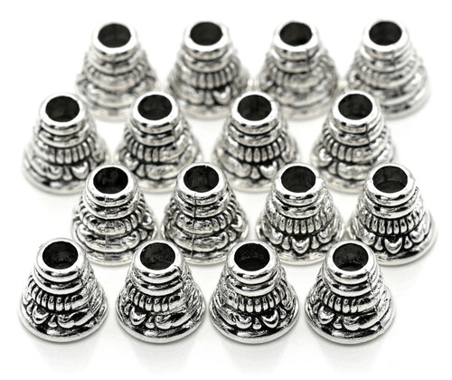 10 Grams 8x7.5mm Turriform Cone Bead Caps, Antique Silver - Bead Box ...