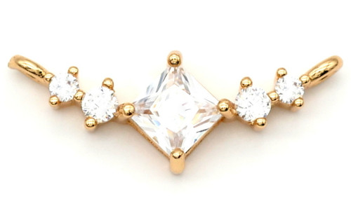 Approx. 23x9mm Cubic Zirconia Diamond Focal Link, Gold - Bead Box Bargains