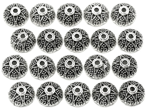 20pc 8x3.5mm Dotted Star Style Bead Caps, Antique Silver - Bead Box ...
