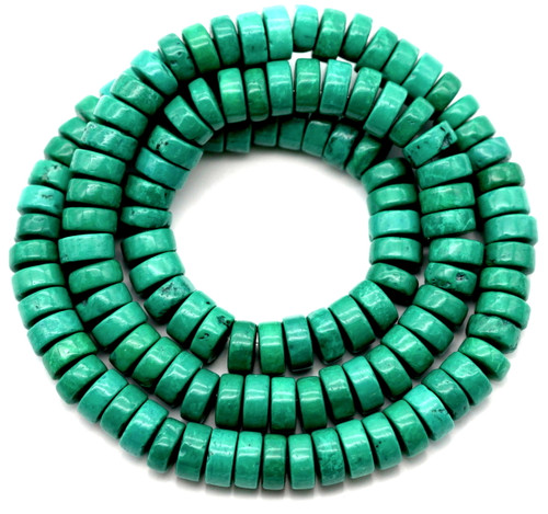Approx. 15" Strand 6x3mm Chalk Turquoise (Dyed/Stabilized) Heishe Beads ...