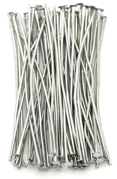 50pc 20-Gauge 50mm Head Pins, Antique Silver - Bead Box Bargains