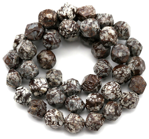 Approx. 14.5" Strand 8mm Brown Snowflake Jasper English-Cut Faceted ...