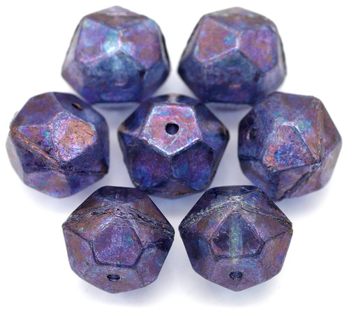 7pc 11mm Czech Pressed Glass English-Cut Faceted Beads, Crystal w ...