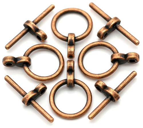 4 Sets 17x12mm (19mm Bar) Round Toggle Clasps, Dark Antique Copper ...