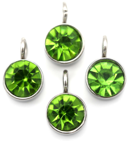4pc 9x6mm Stainless Steel & Crystal Rhinestone Birthstone Drops, August ...