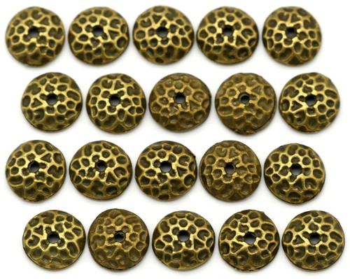 20pc 9x2.5mm Hammered-Style Round Bead Caps, Antique Bronze - Bead Box ...
