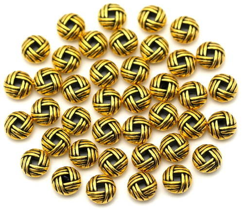 40pc 6mm Knot Spacer Beads, Antique Gold - Bead Box Bargains
