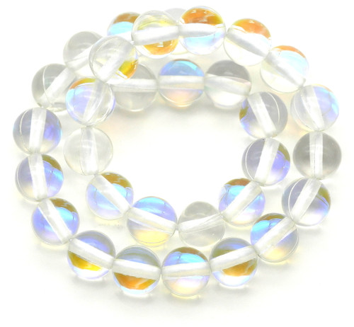 Approx. 7" Strand 6mm Glass Synthetic Moonstone Beads, Crystal AB ...