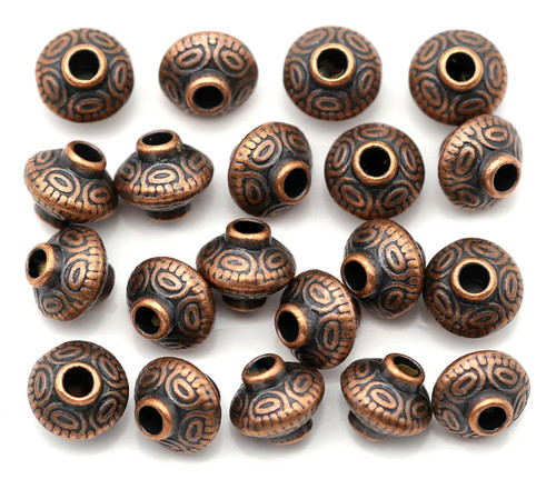 20pc 6x5mm Patterned Lantern Spacer Beads, Antique Copper - Bead Box ...