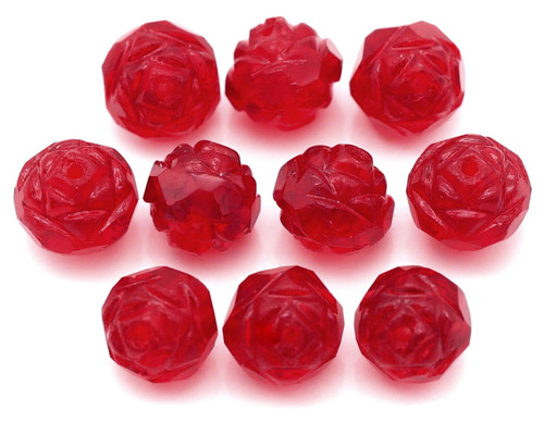 CLOSEOUT:10pc 7x8mm Czech Fire-Polished Glass Rose-Cut Cathedral Beads ...