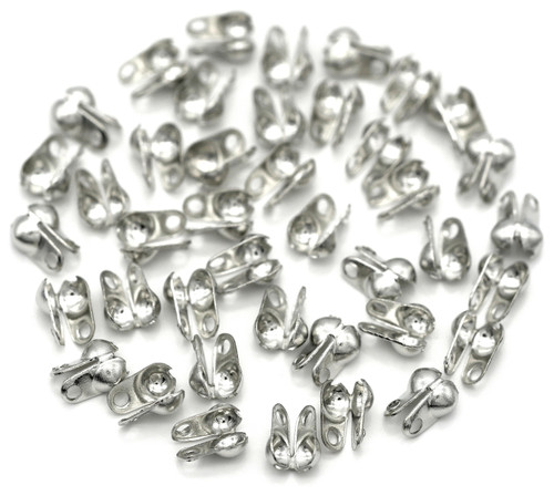40pc 6x4mm Fold-Over Bead Tips, Silver - Bead Box Bargains
