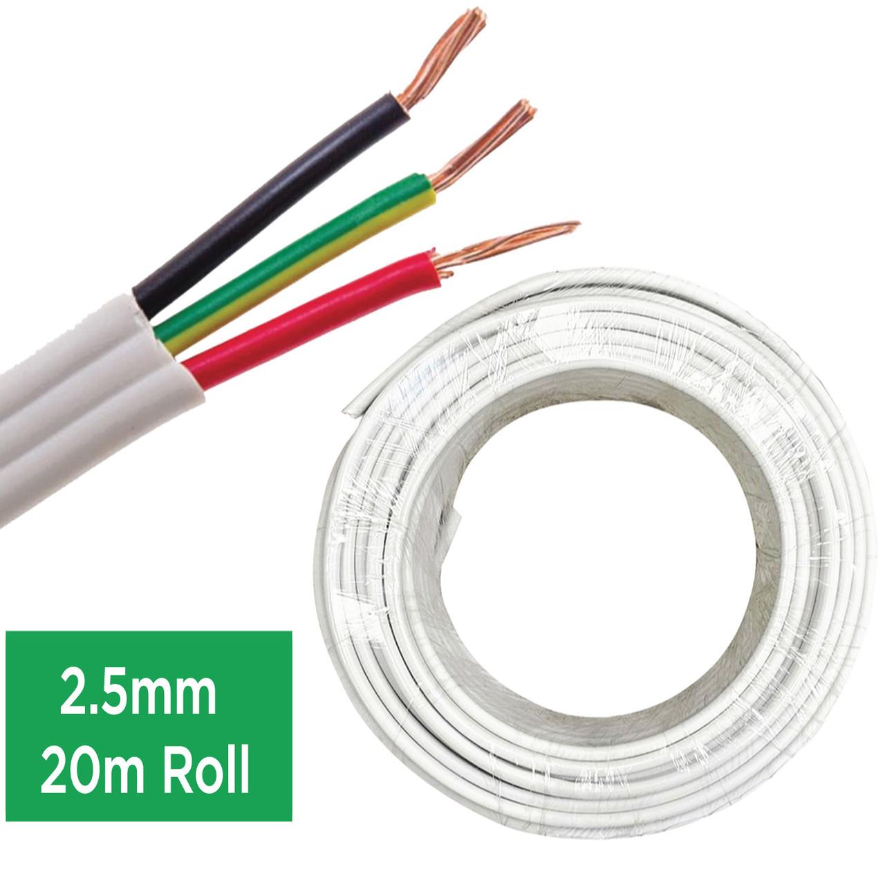 Electrical TPS Cable 2.5mm x 20M - White - Trade Depot Business