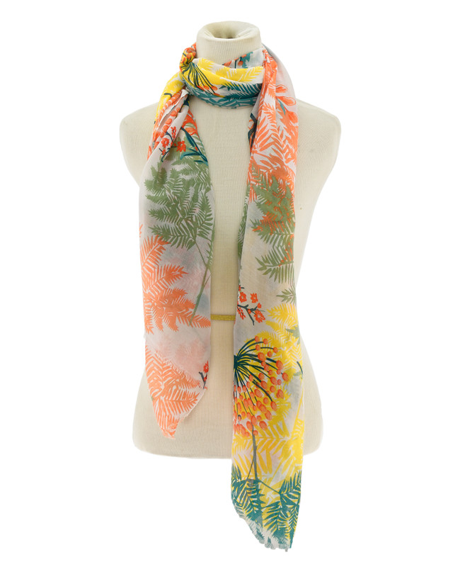 Spring leaf print scarf