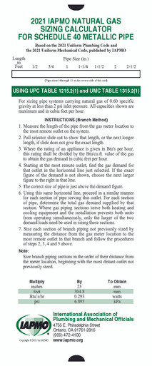 2021 Natural Gas Pipe Sizing Calculator - IAPMO Online Store