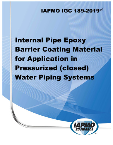 IAPMO IGC 189-2019e1 Internal Pipe Epoxy Barrier Coating Material for ...
