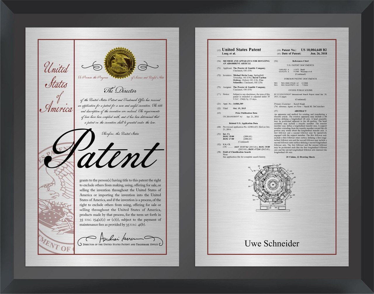 10 Millionth Cover - Double Mount U.S. Patent Plaques