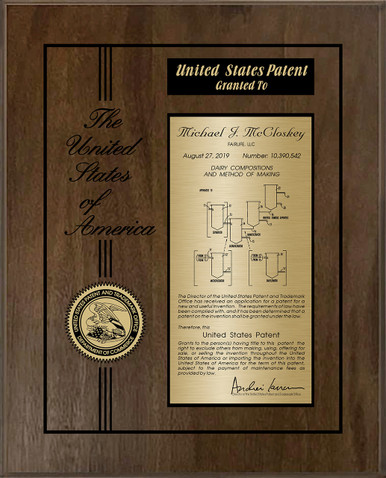 Laser Engraved U.S. Patent Plaque