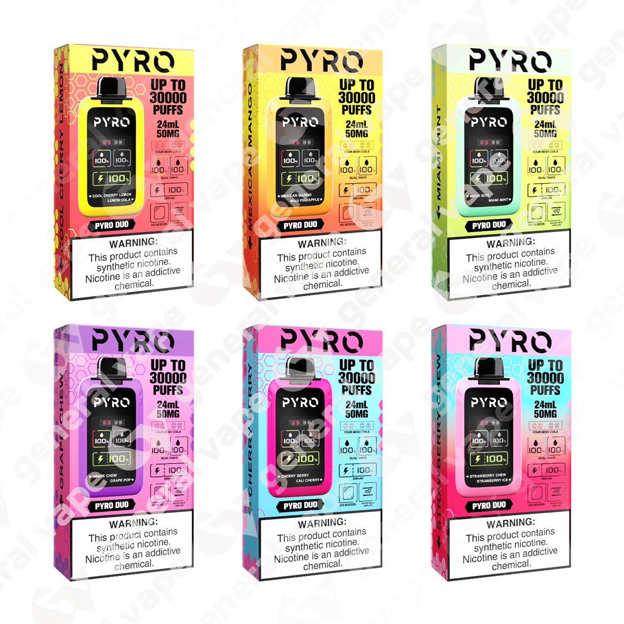 PYRO Duo Vape 30000 Disposable With Dual Tanks & HD Screen