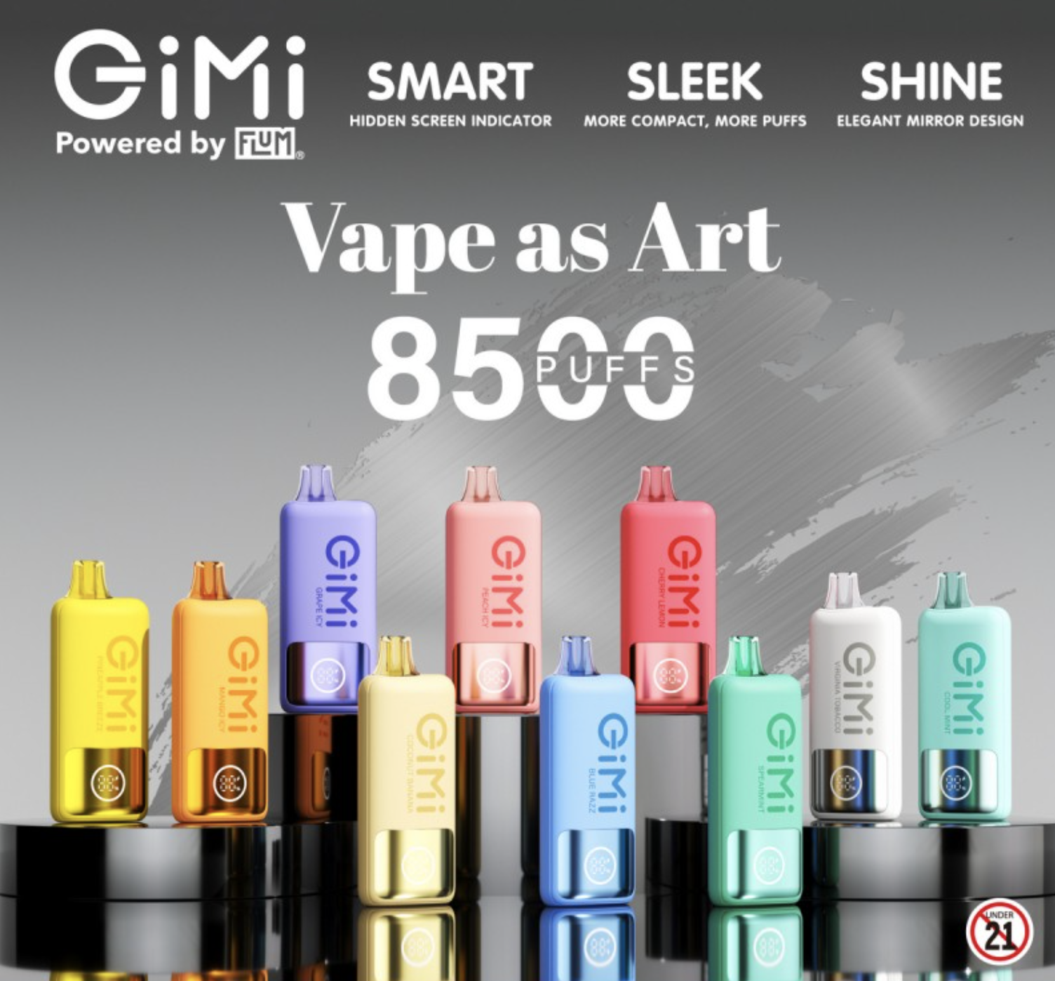 Review GIMI by FLUM 8500 Puffs Disposable. Specifications - General Vape
