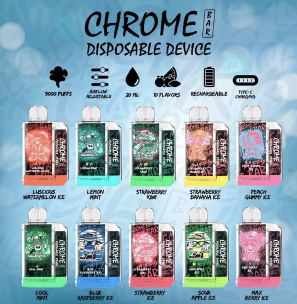 Review Chrome Bar 9000 puffs. Specifications, Flavors, Price - General Vape