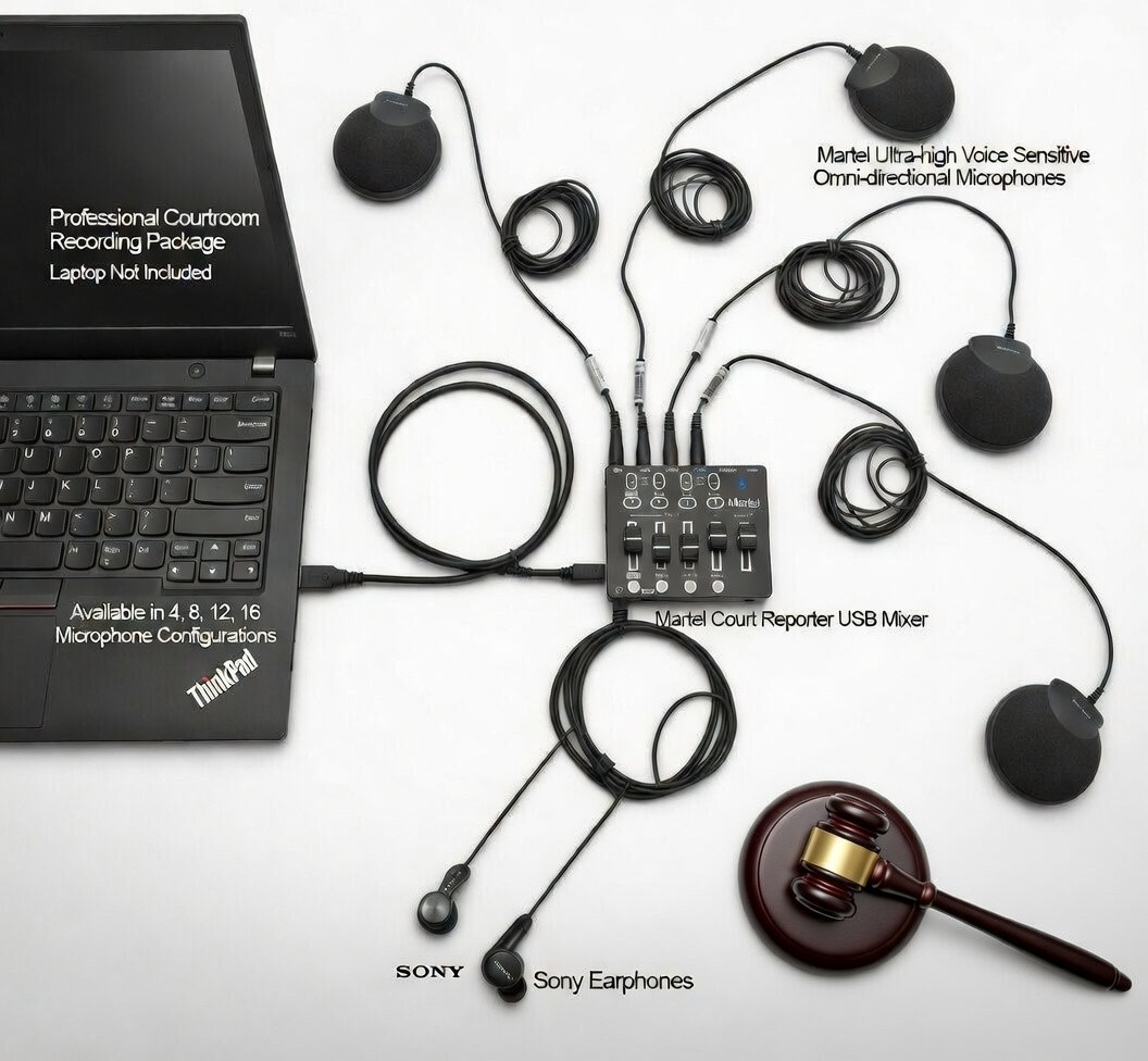 Court Reporter Social Distancing Mixer Recording System with up to 16 ...