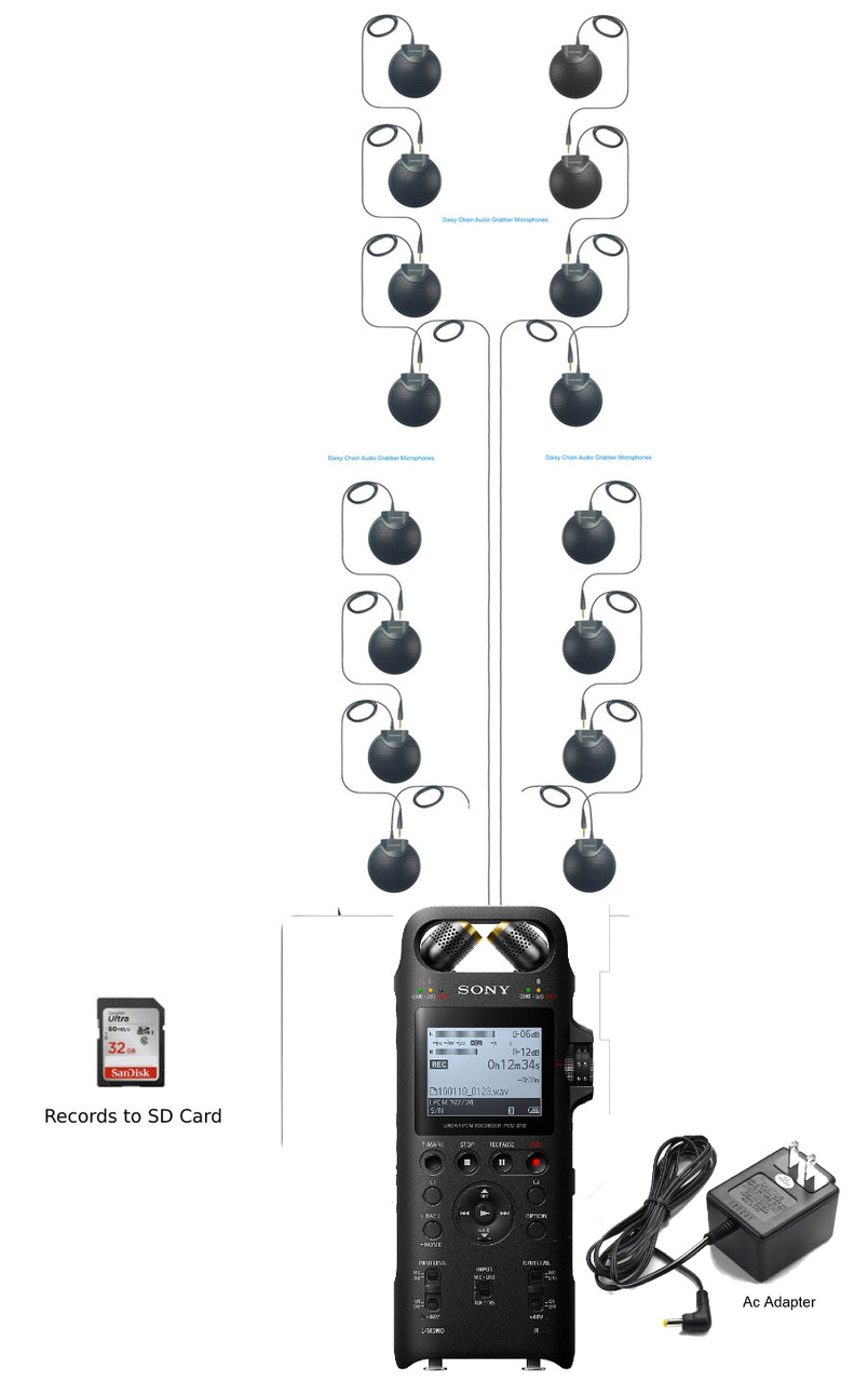 Large Conference Meeting Recorder 16 Daisy Chain Microphones System ...