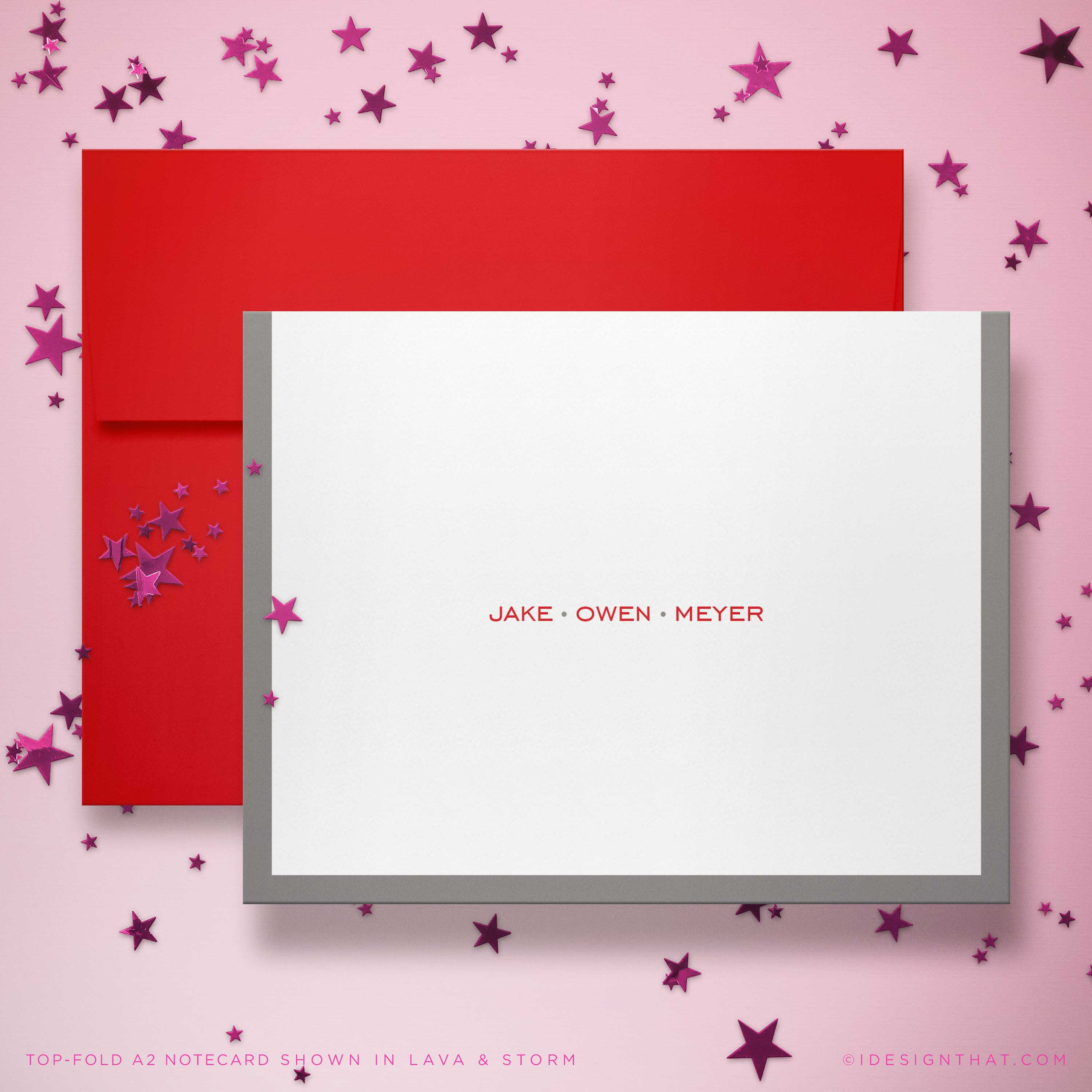 Modern Border Folded Notecards