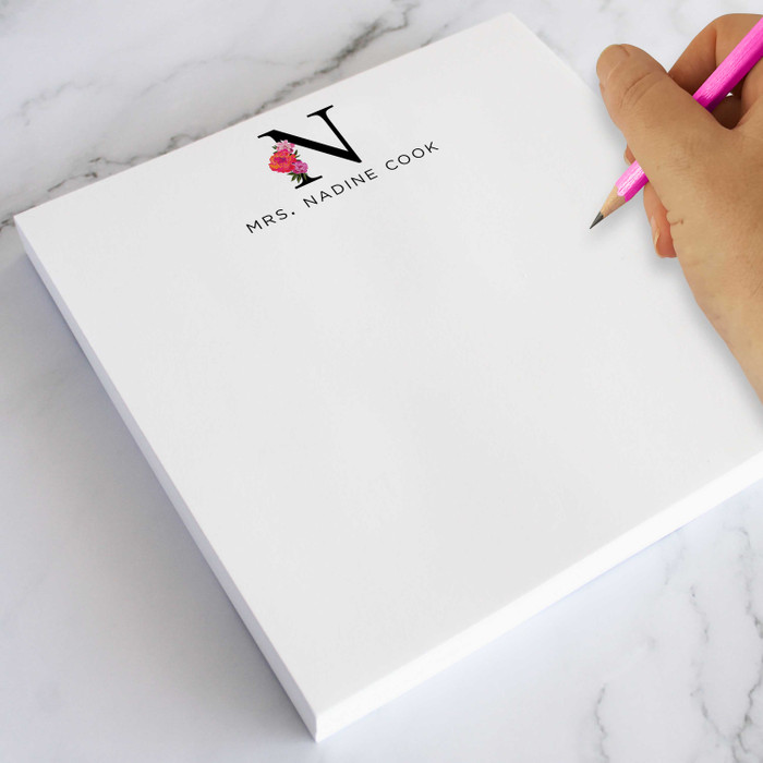 Floral Initial Square Pad - Personalized Gift | iDesignThat