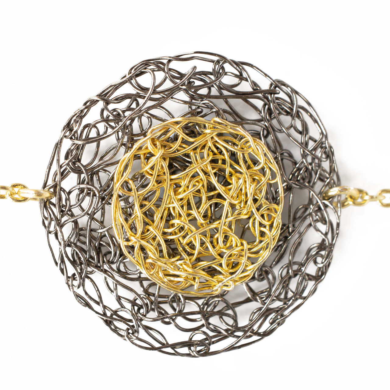 Black Rhodium and Gold Disc Bracelet | Fine Art Jewelry