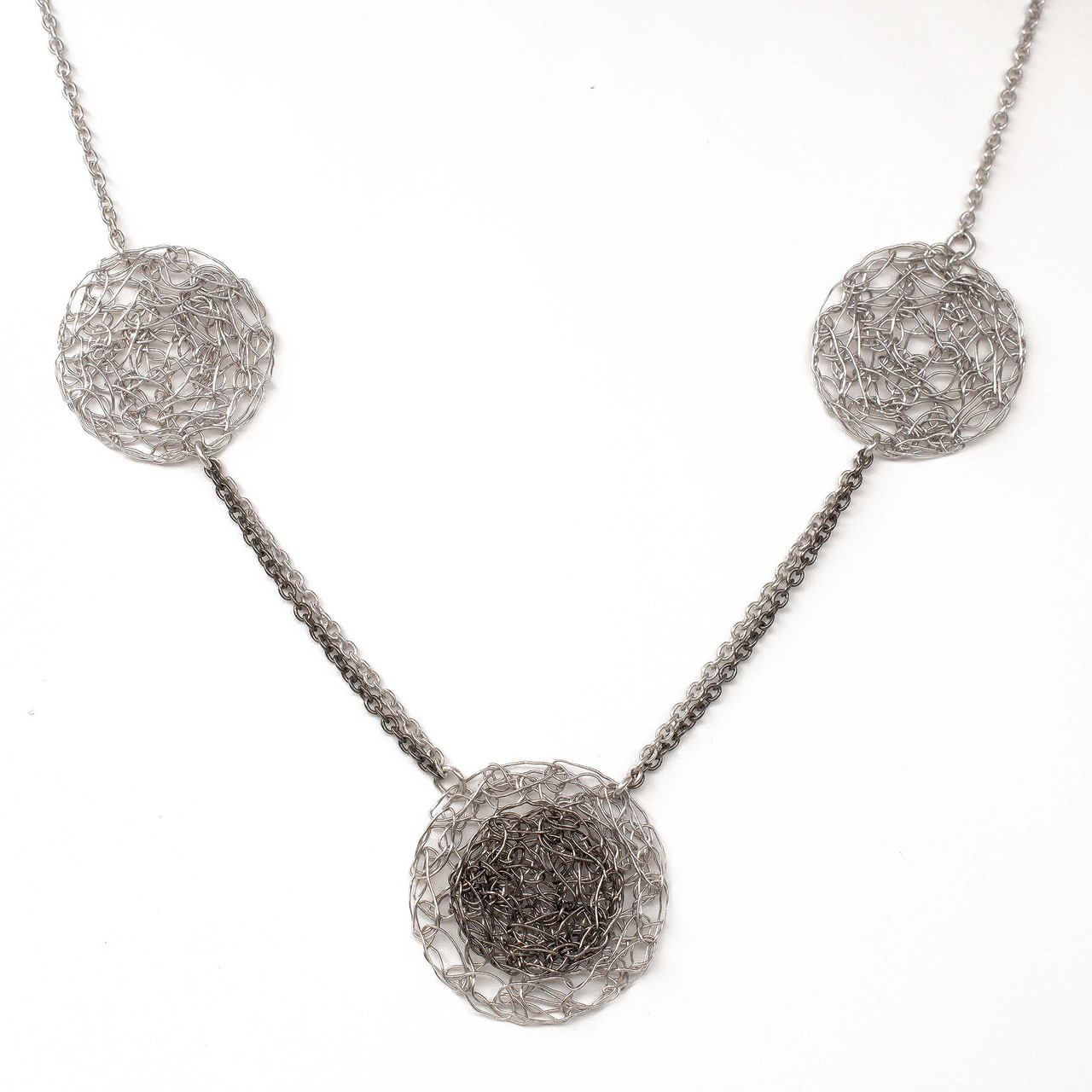 Black Rhodium and Gold Disc Necklace | Fine Art Jewelry