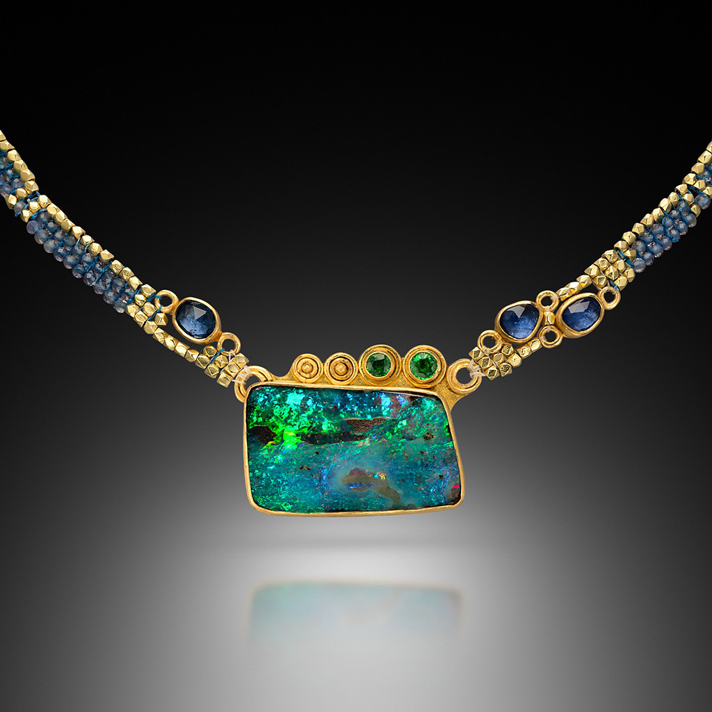 Brilliant Boulder Opal Necklace | Handmade Art Jewelry by Beth Farber