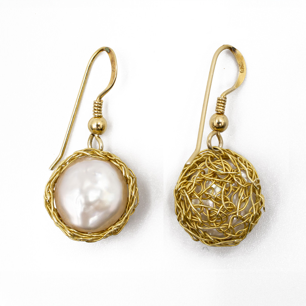 Maria Glezelli Handmade Art Jewelry | Pearl Nest Earrings