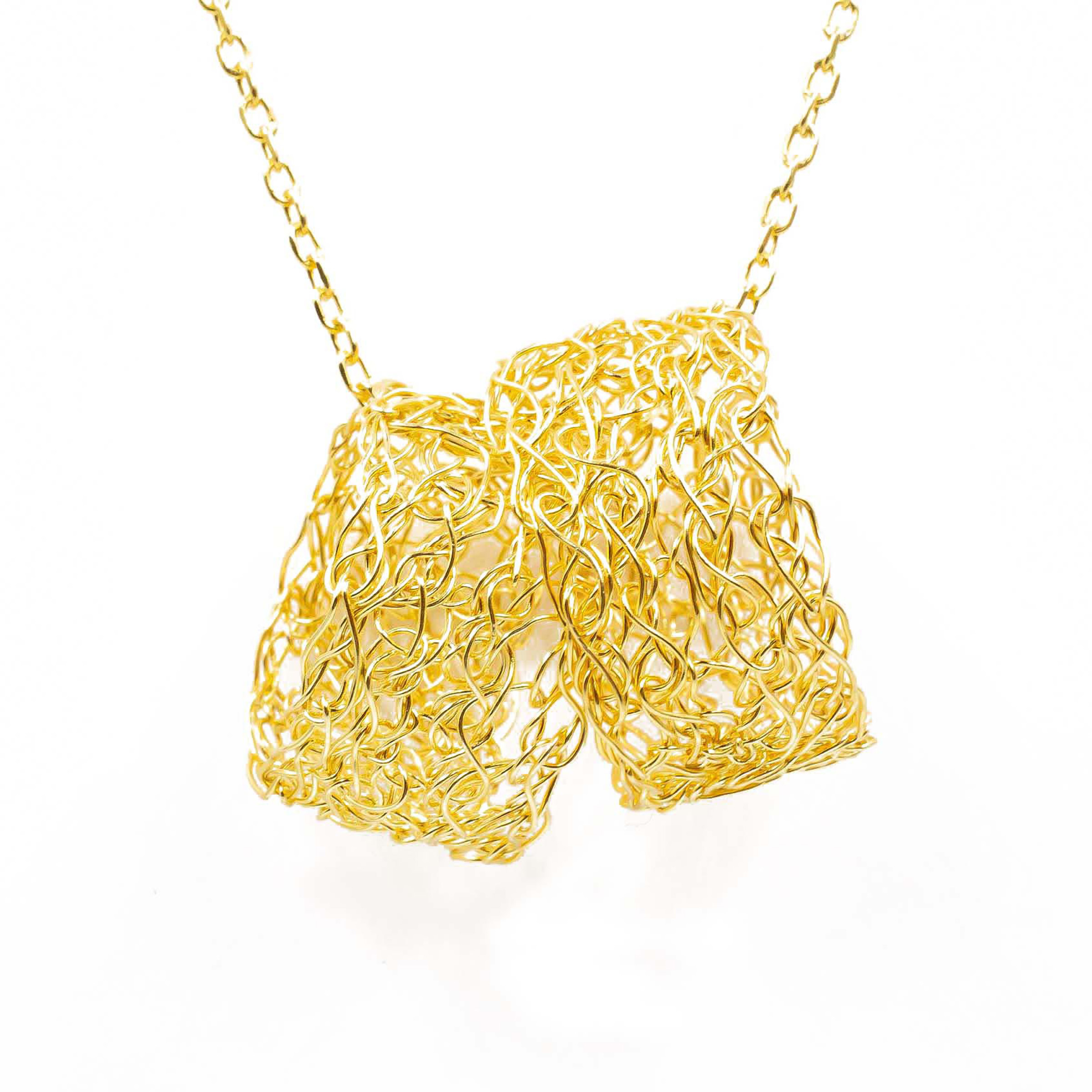 Yellow Gold Double Ring Pendant | Fine Art Jewelry