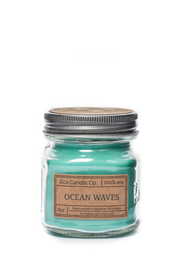 8oz mason OCEAN WAVES soy candle | Eco Candle Co.