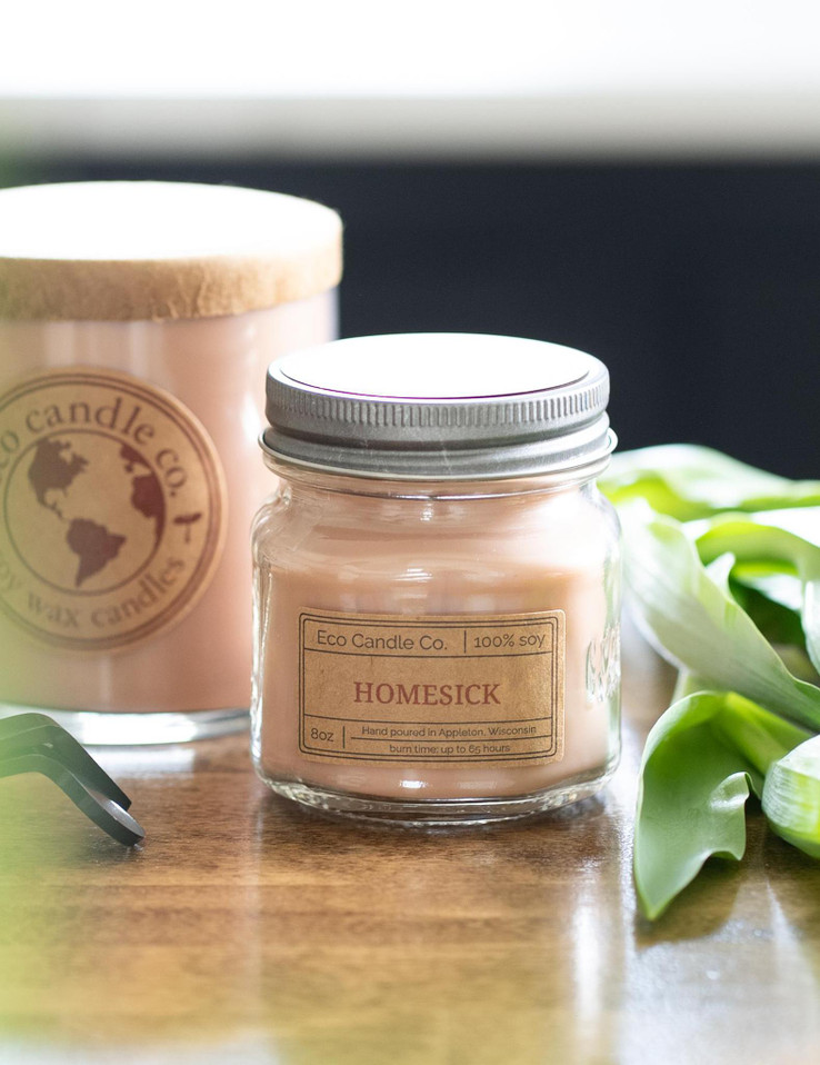 8oz mason HOMESICK soy candle | Eco Candle Co.