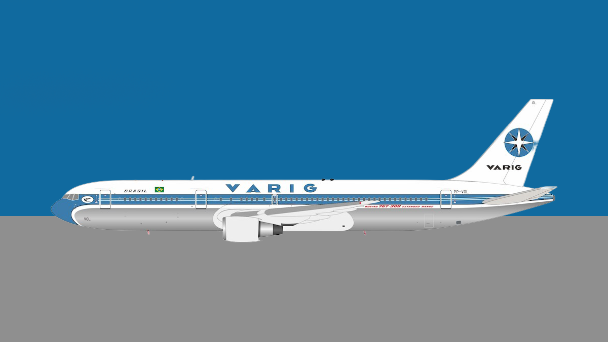 Inflight 200 Varig Boeing 767-341ER PP-VOL Polished With Stand Scale 1/ ...