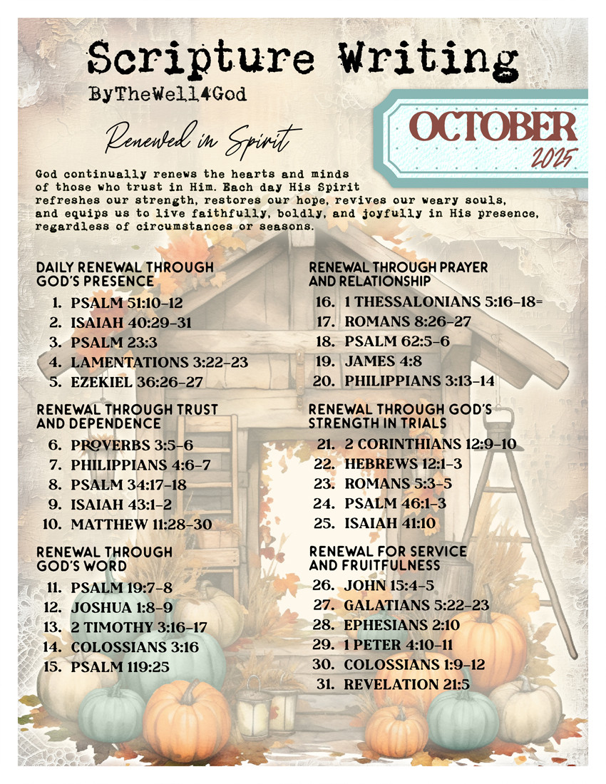 Scripture Writing Plan - Renewed in Spirit - October 2025 - ByTheWell4God