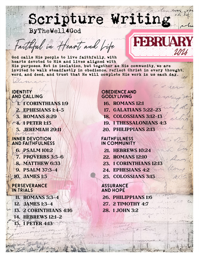 Scripture Writing Plan - Faithful in Heart and Life - February 2026 ...