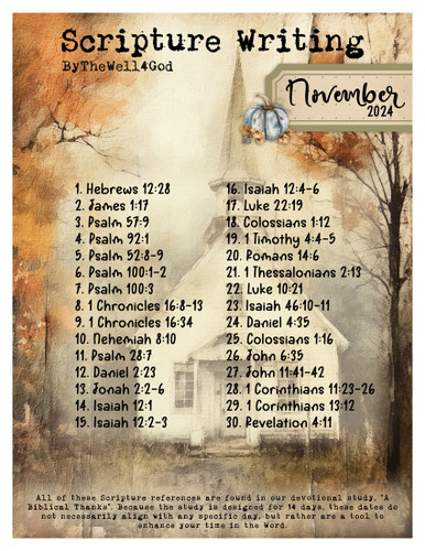 Scripture Writing Plan - Coordinates with A Biblical Thanks, November ...