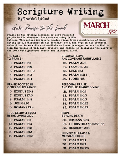 Scripture Writing Plan - Coordinates with "Give Praise to the Lord ...